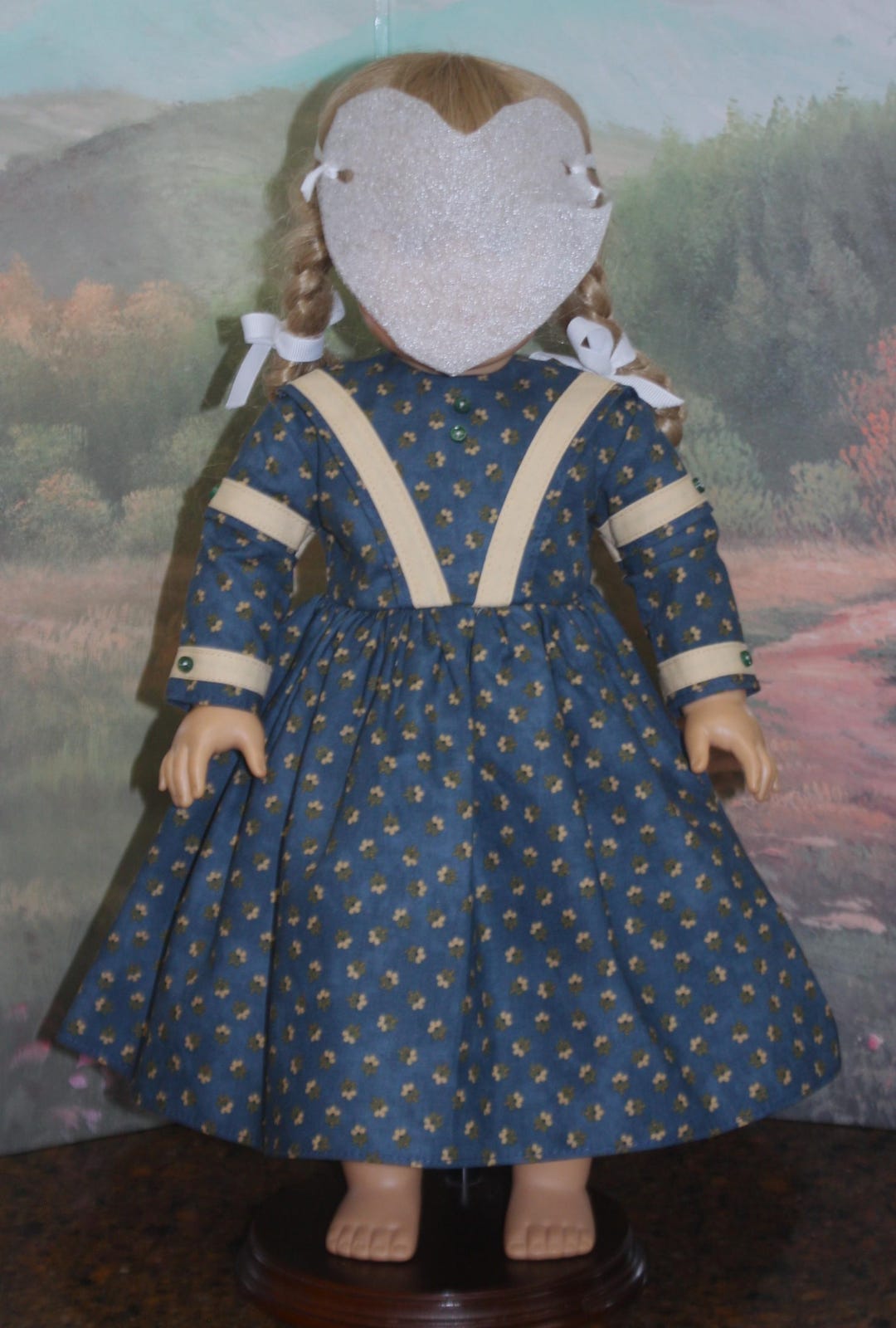 Historic 18" Doll Circa 1850s Bias Trim Dress in Blue, Green and Tan - Etsy