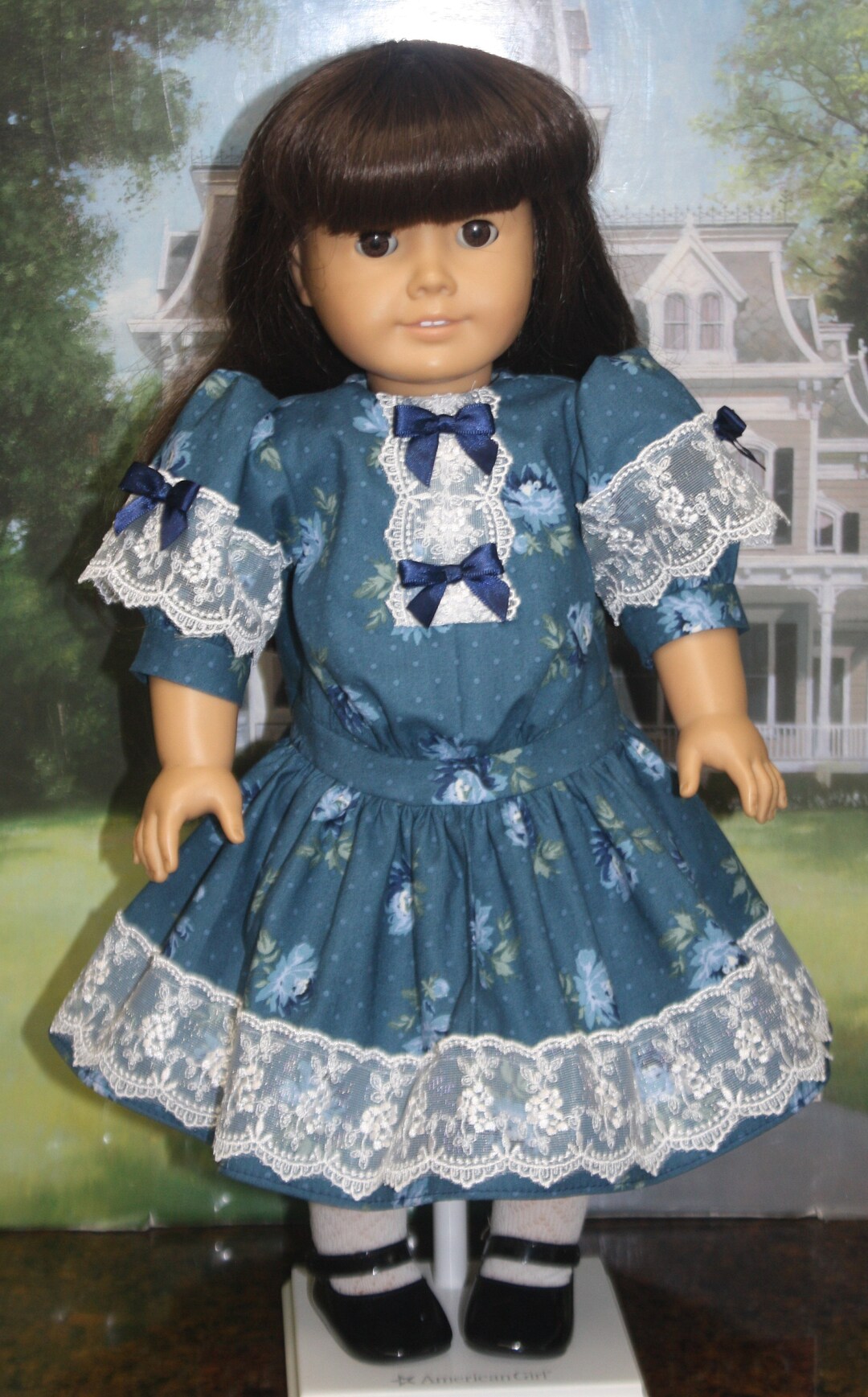 Historic 18 Doll Edwardian Pouch Dress in Blue Floral - Etsy