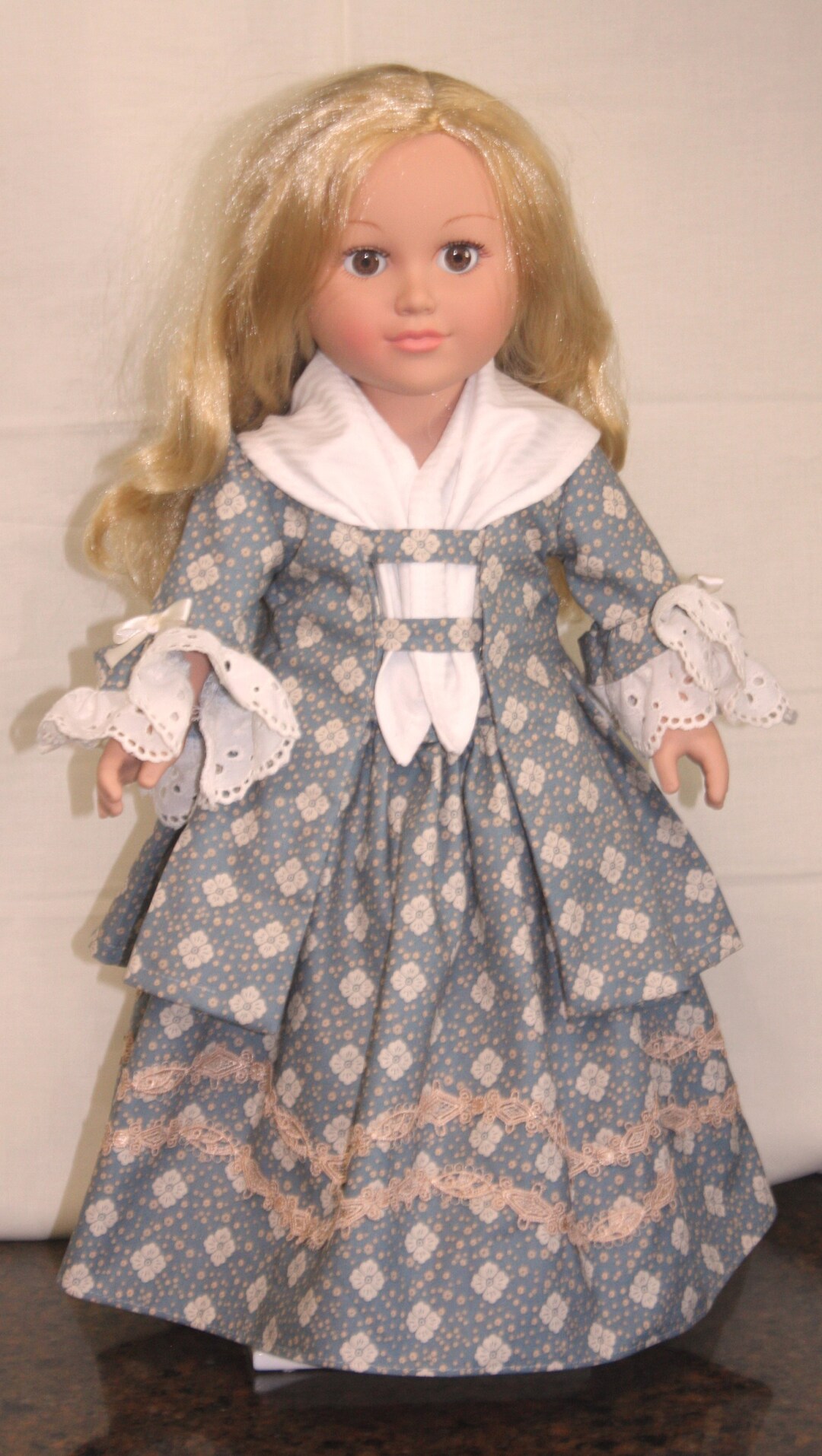 Historic 18 Doll Colonial Caraco Jacket and Petticoat in Slate Blue and ...