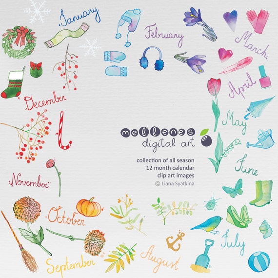 Collection of All Season Calendar Clip Art / Clipart / - Etsy