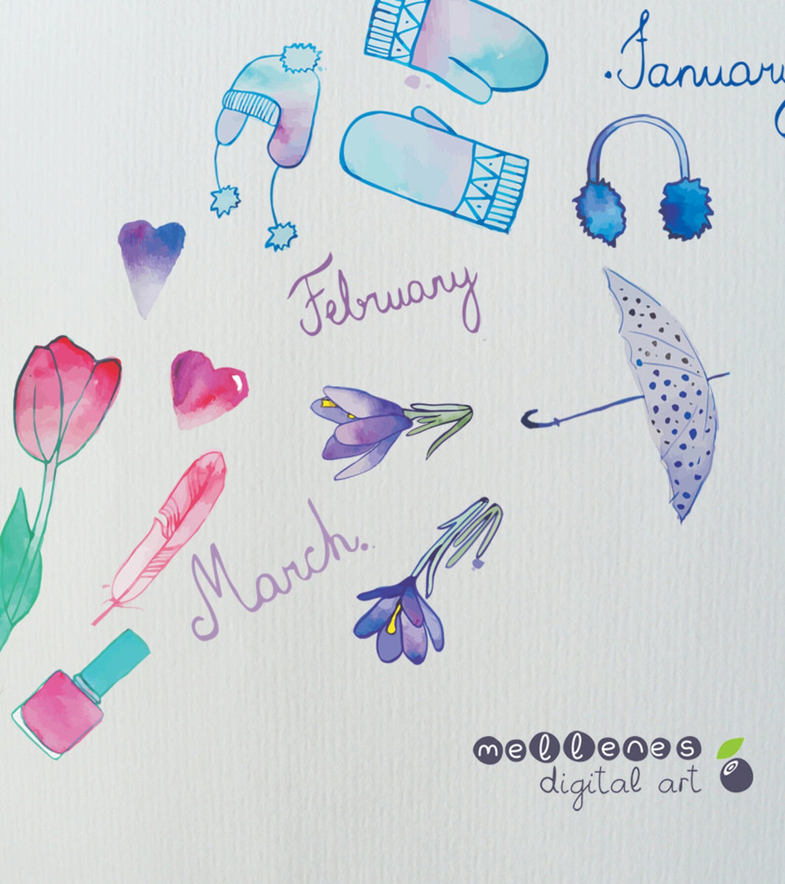 Collection of All Season Calendar Clip Art / Clipart / - Etsy