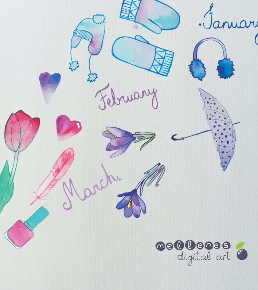 Collection of All Season Calendar Clip Art / Clipart / - Etsy