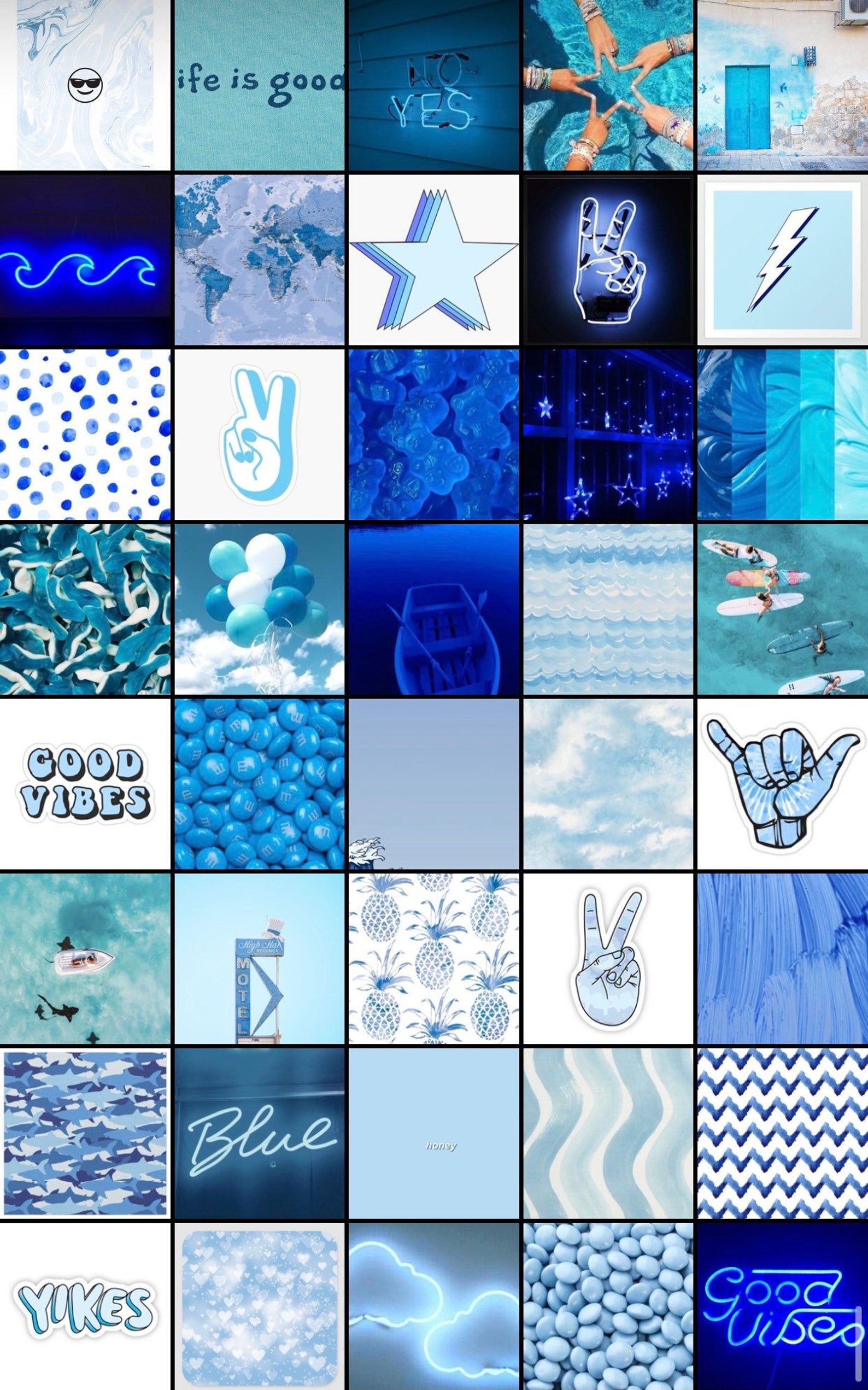 75 Piece Blue Wall Photo Collage Kit - Etsy