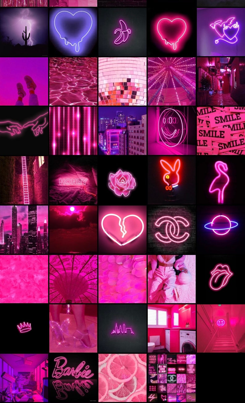 80 Piece Neon Pink Wall Collage Picture Kit - Etsy