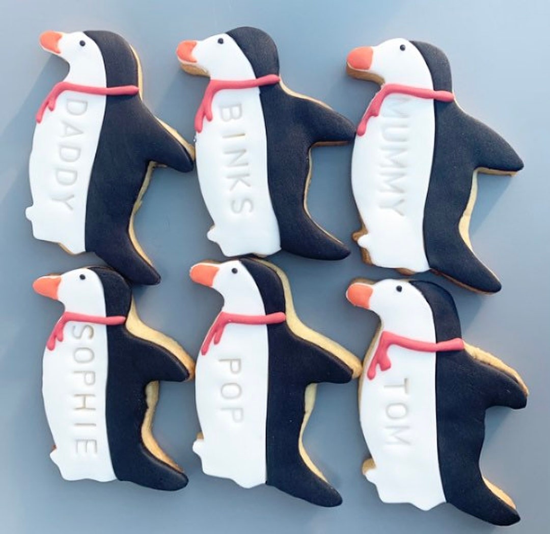 Six Penguin Iced Biscuits - Etsy