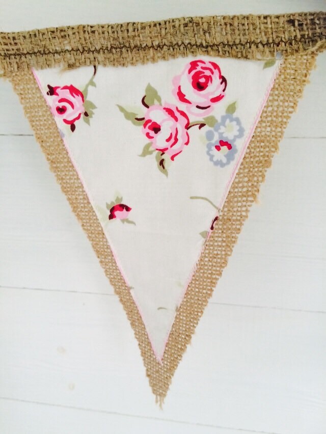 Floral Hessian Village Fair Bunting - Etsy UK