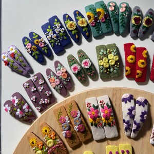 Hand Embroidery Barrette Hair Clips - Set of 2 (one Pair) - Etsy