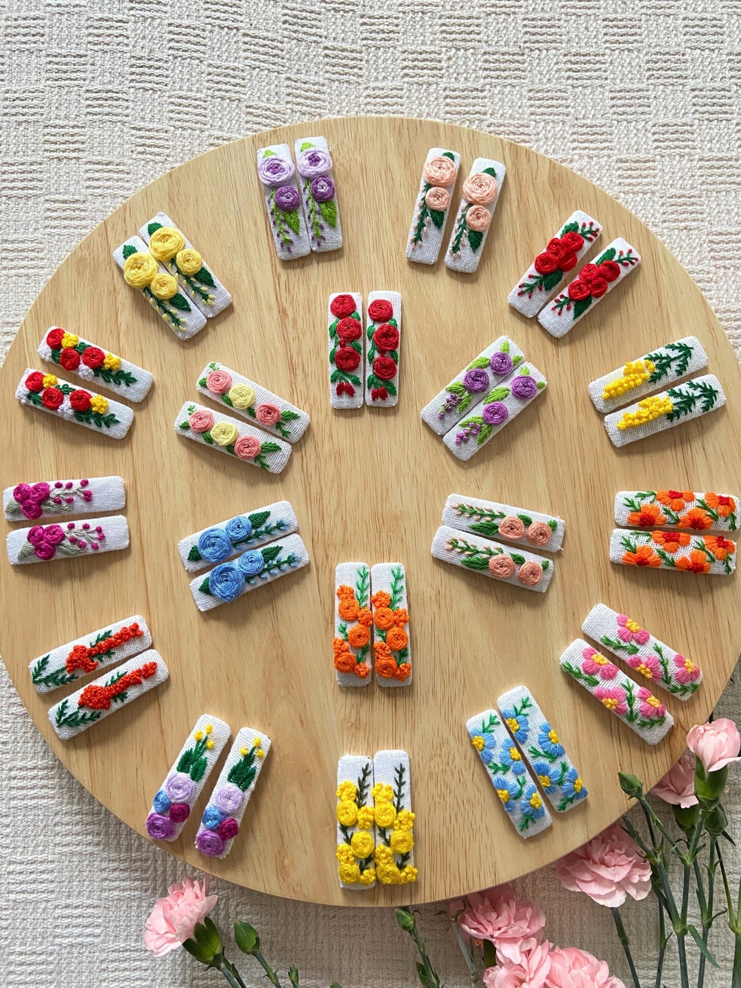 Hand Embroidery Barrette Hair Clips - Set of 2 (one Pair) - Etsy