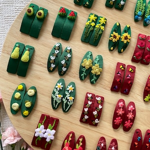 Hand Embroidery Barrette Hair Clips - Set of 2 (one Pair) - Etsy