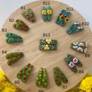 Hand Embroidery Barrette Hair Clips - Set of 2 (one Pair) - Etsy