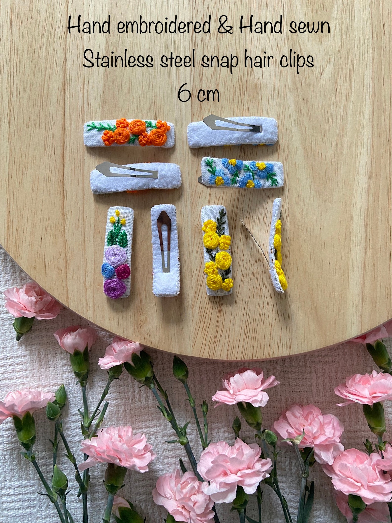 Hand Embroidery Barrette Hair Clips Set of 2 - Etsy