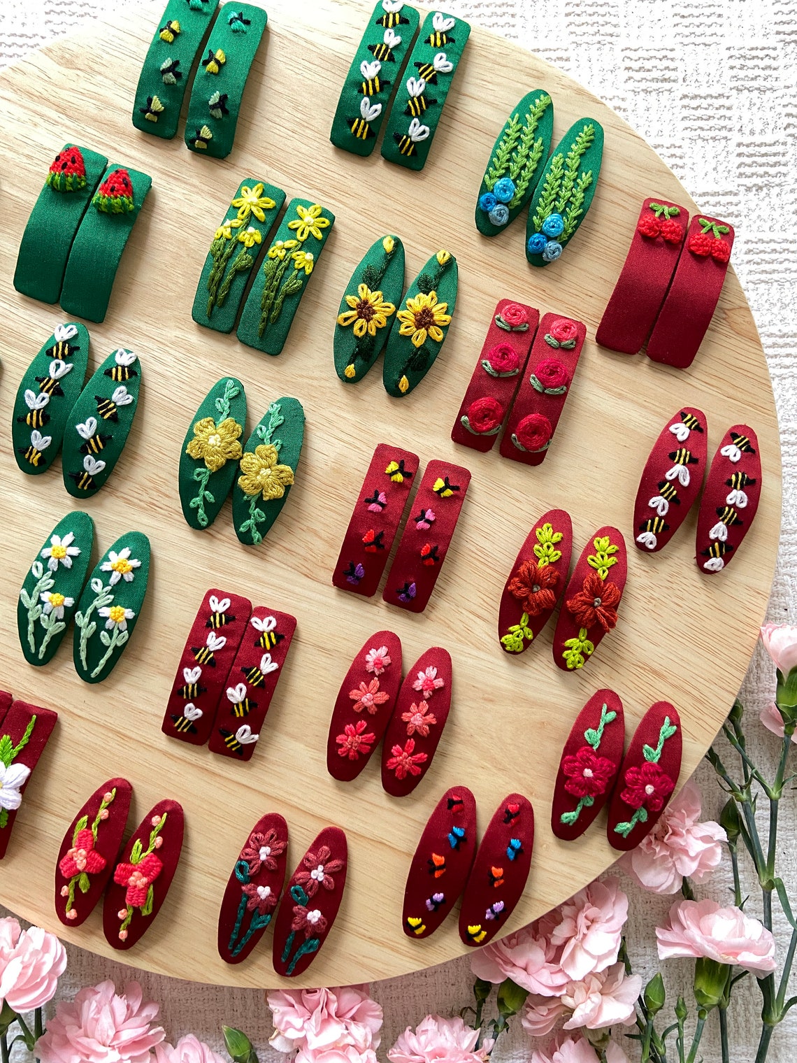 Hand Embroidery Barrette Hair Clips Set of 2 - Etsy