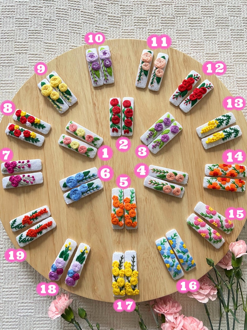 Hand Embroidery Barrette Hair Clips Set of 2 - Etsy