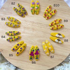Hand Embroidery Barrette Hair Clips in Yellow - Set of 2 (one Pair) - Etsy