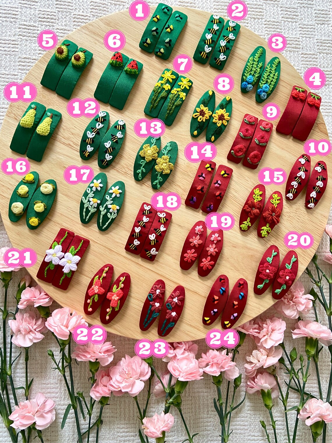 Hand Embroidery Barrette Hair Clips Set of 2 - Etsy