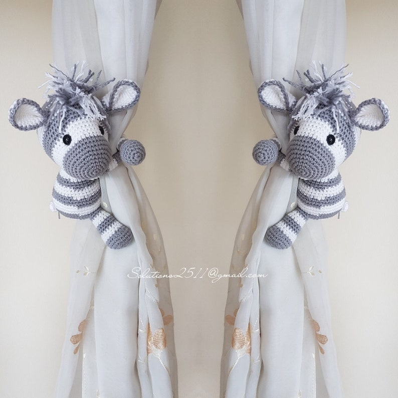 Zebra Curtain Tie Backs Crochet Zebra Tie Backs Nursery Tie - Etsy