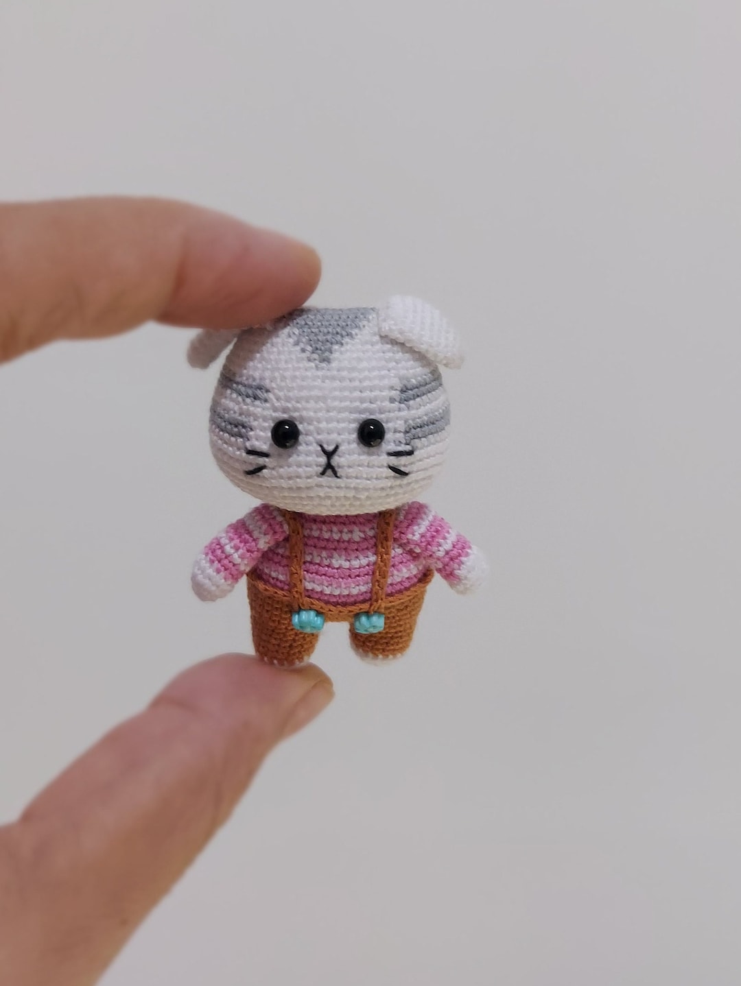 Mini Crochet Cat, Tiny Cat, Tiny Doll, Miniature Doll, Pocket Pal ...