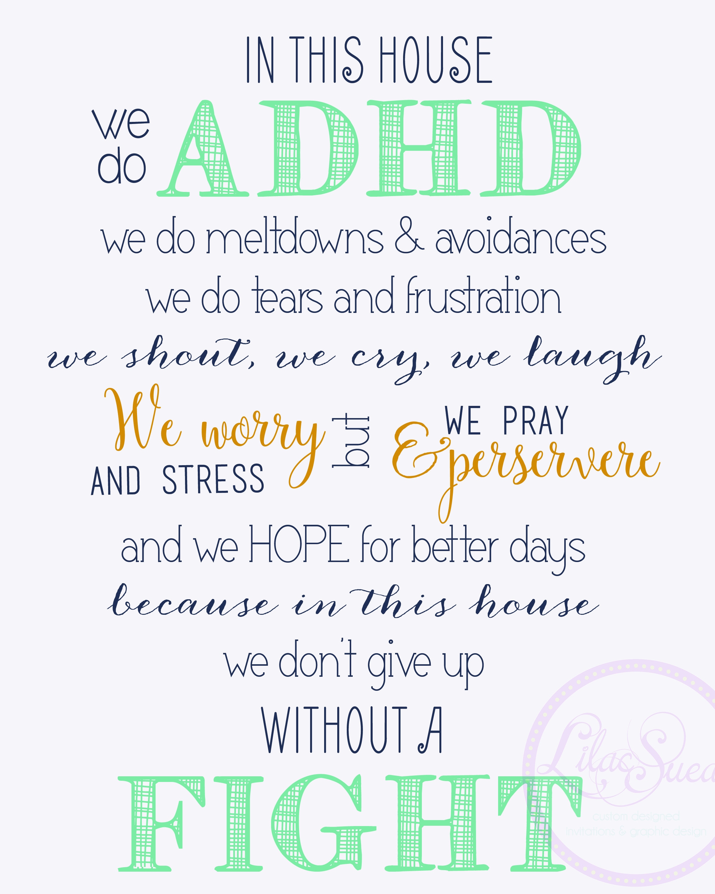 ADHD Sign | Represent ADHD | Special Needs | Inspirational | Sign ...