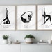 Black and White Yoga Poses Large Wall Art Set of 3, Asana Illustration ...