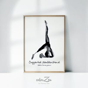 Black and White Yoga Poses Large Wall Art Set of 3, Asana Illustration ...