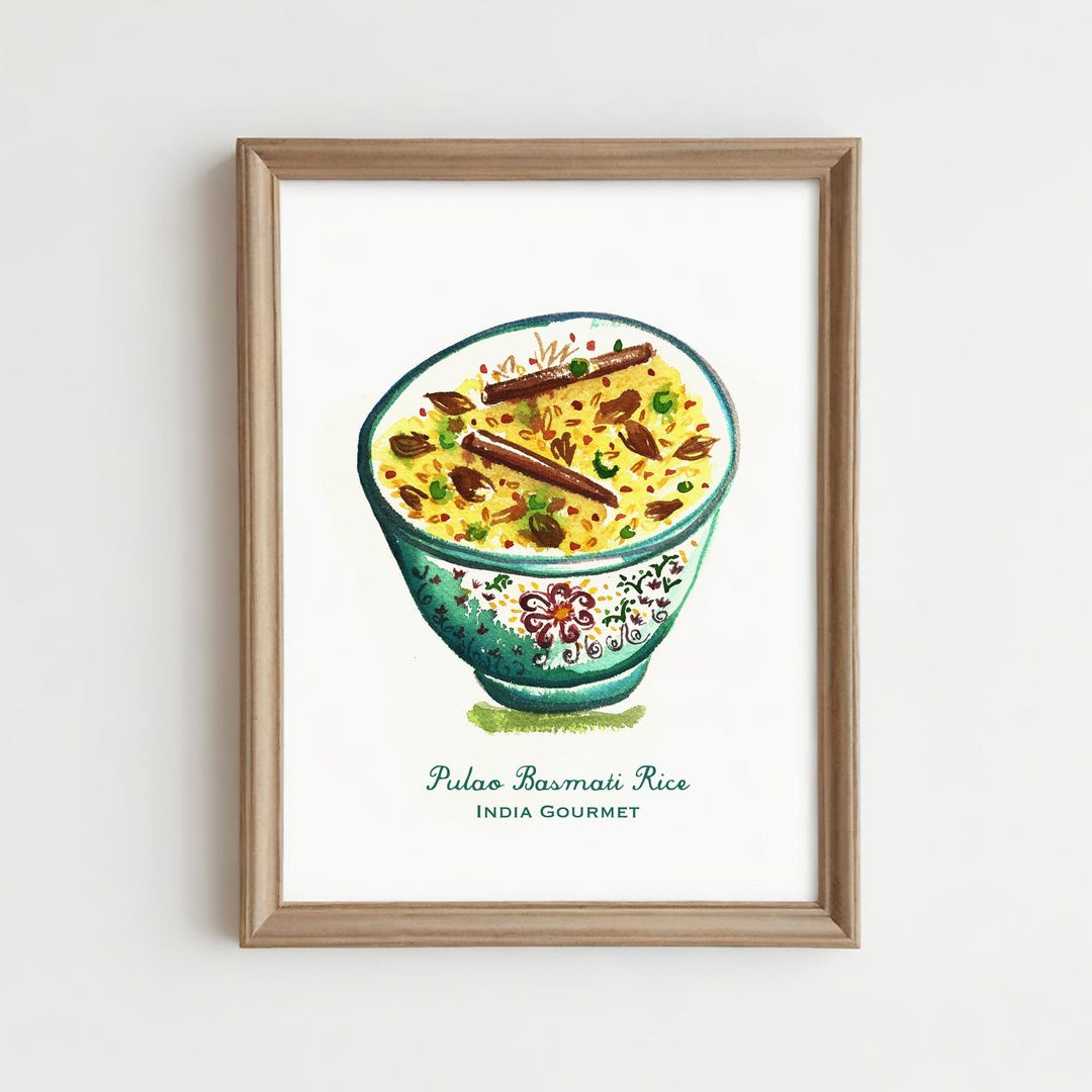Indian Food Art Print, Pulao Basmati Rice Picture, Kitchen Decor ...