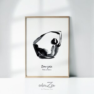 Black and White Yoga Poses Large Wall Art Set of 3, Asana Illustration ...