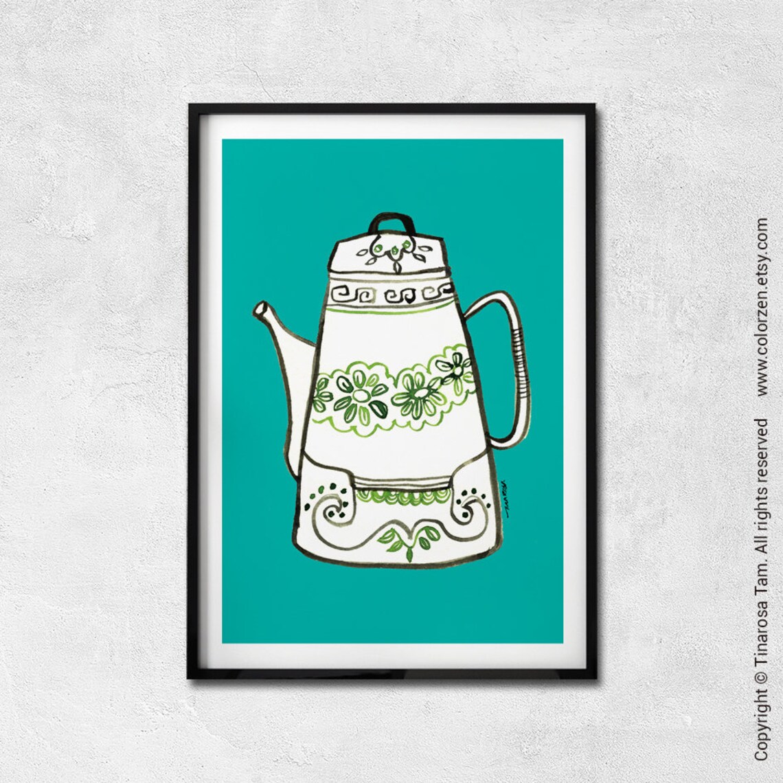 Teapot Print Kitchen Wall Art Kitchen Decor Teapot | Etsy