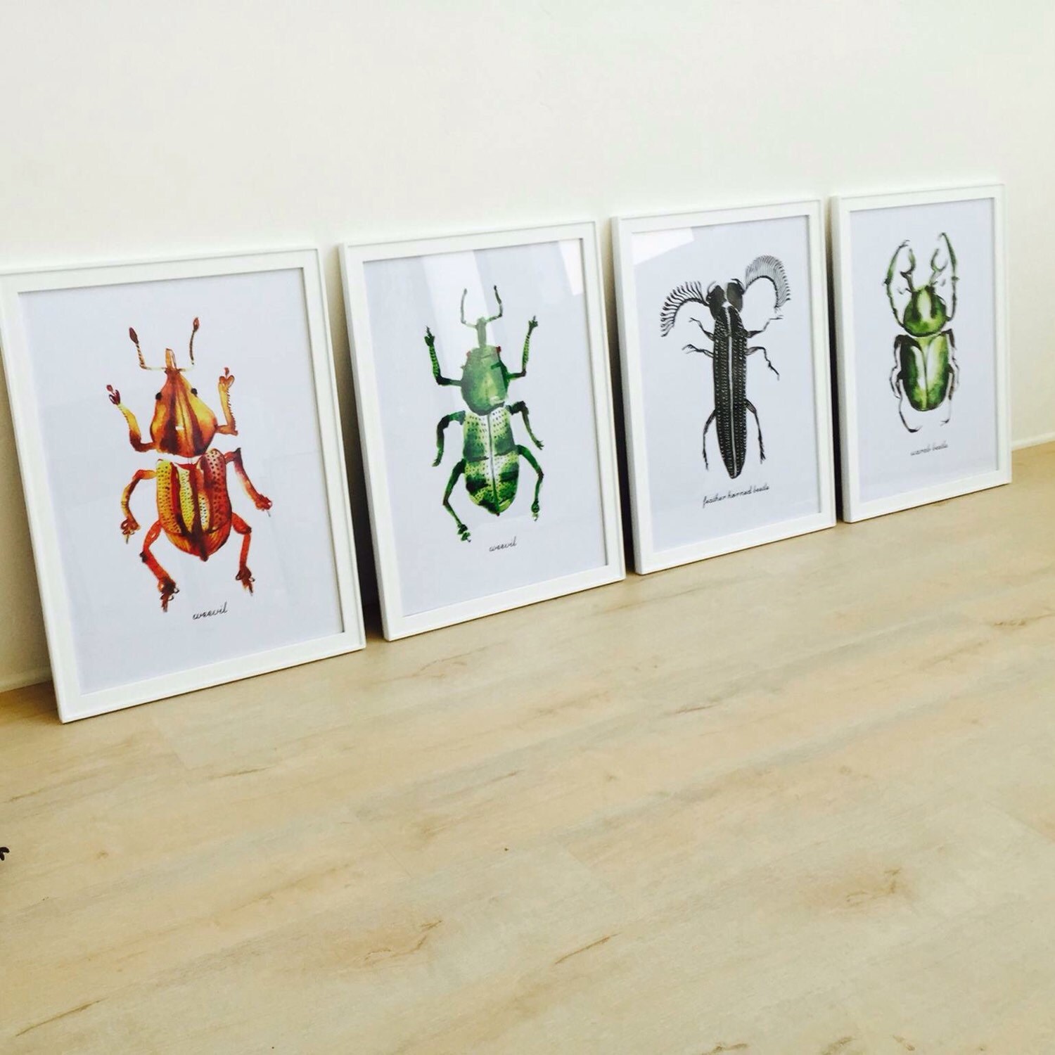 Insect Art Print Set of 4 Insect Watercolor Painting Bug | Etsy