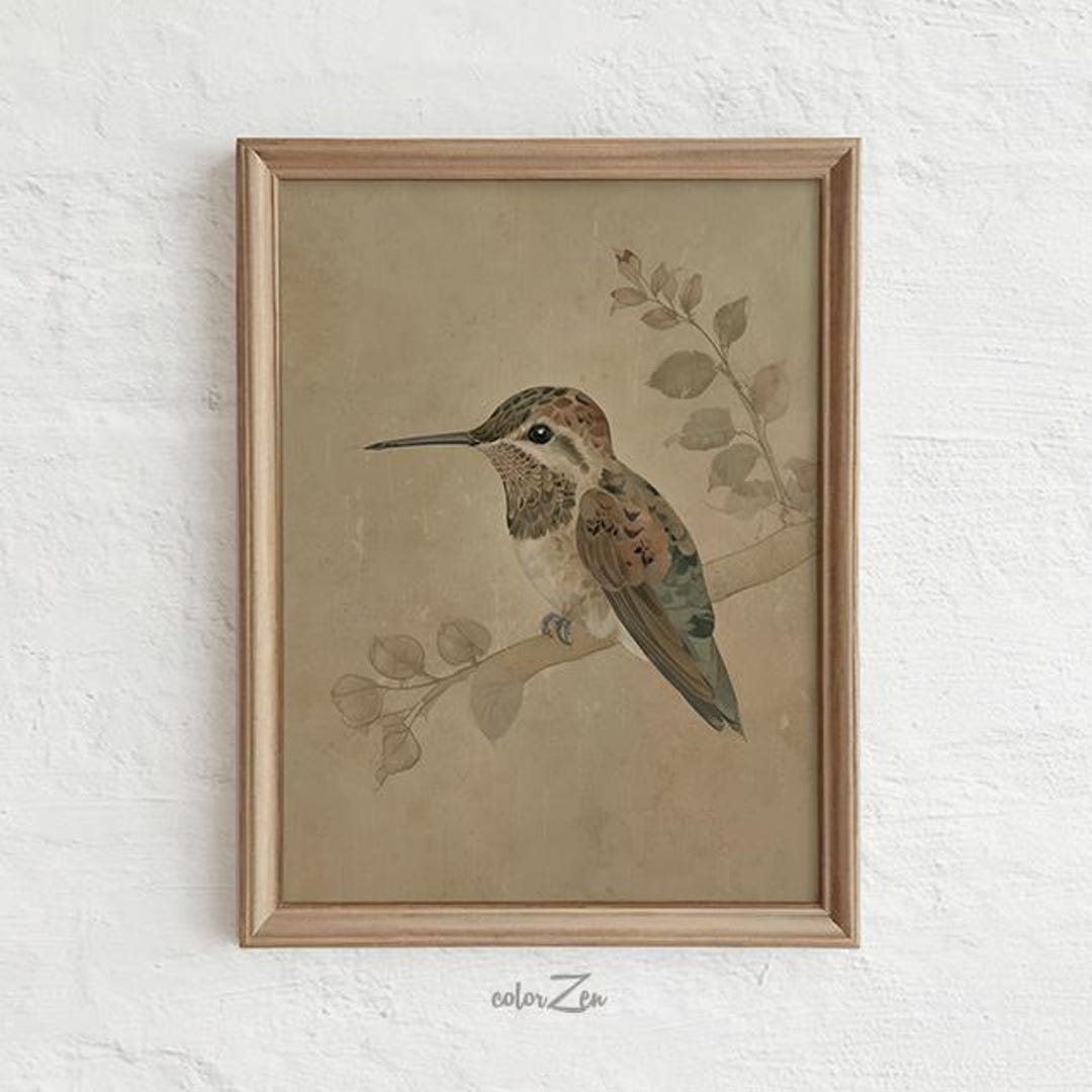 Vintage Hummingbird Art, Japanese Style Flower & Bird Printable Art ...