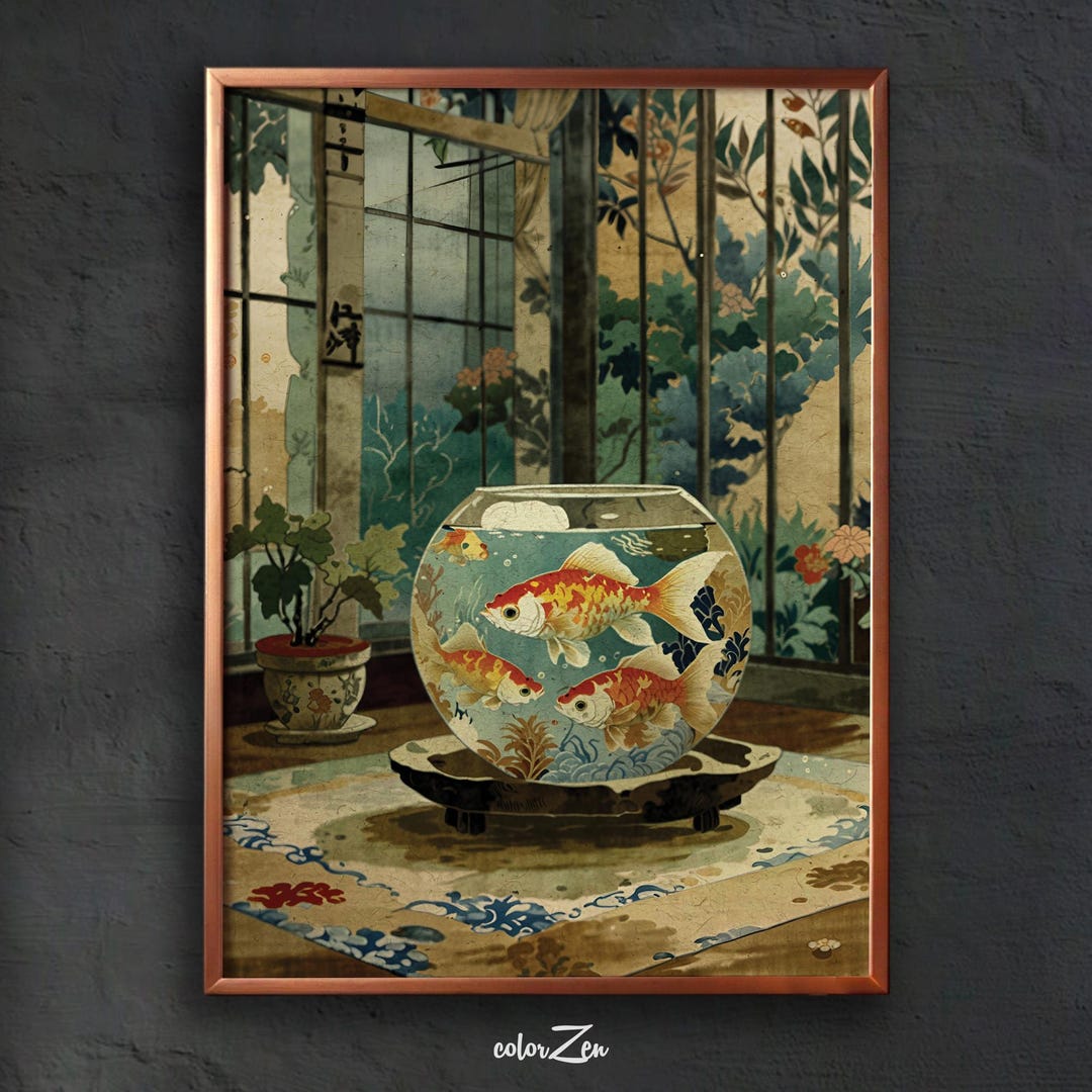 Japanese Goldfish Printable Art | Ukiyo-e Style Goldfish and Koi Fish ...