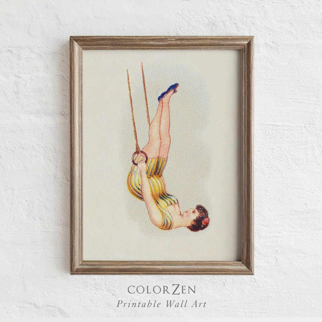 Vintage Circus Acrobat Printable Wall Art: Retro Trapeze Illustration ...