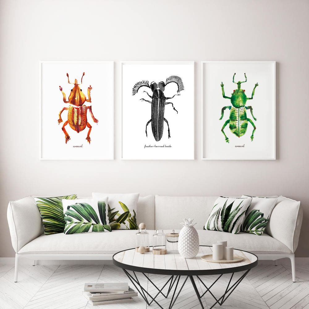 Insect Art Print Set of 4 Insect Watercolor Painting Bug | Etsy