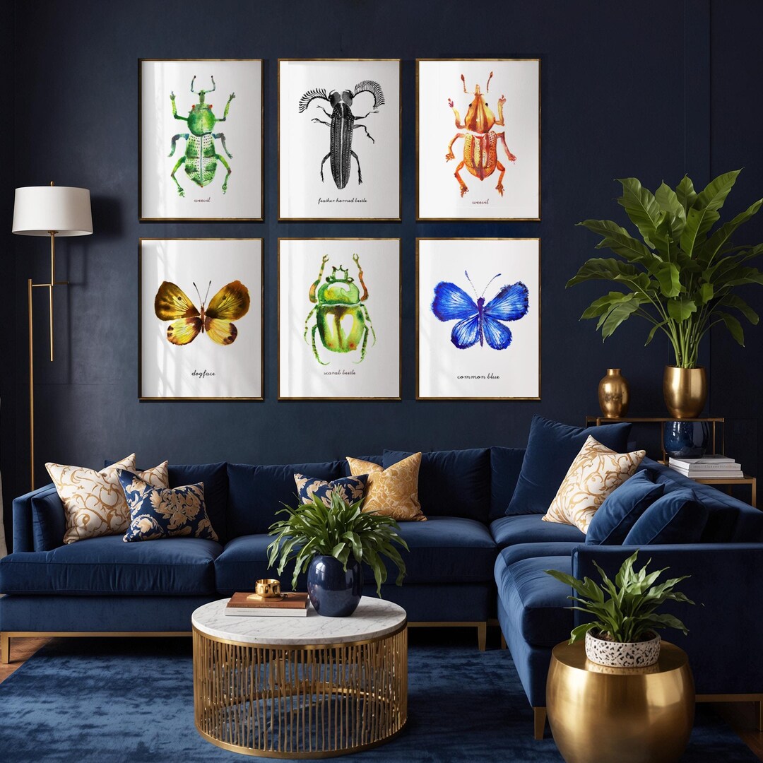 Insect Wall Art Set of 6, Gift for Insect Lovers, Bug Illustrations ...