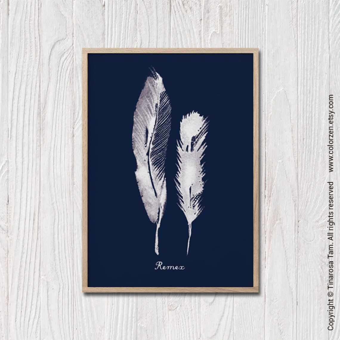 Navy Blue Feathers Art Print Watercolor Blue Feather Set 3 | Etsy