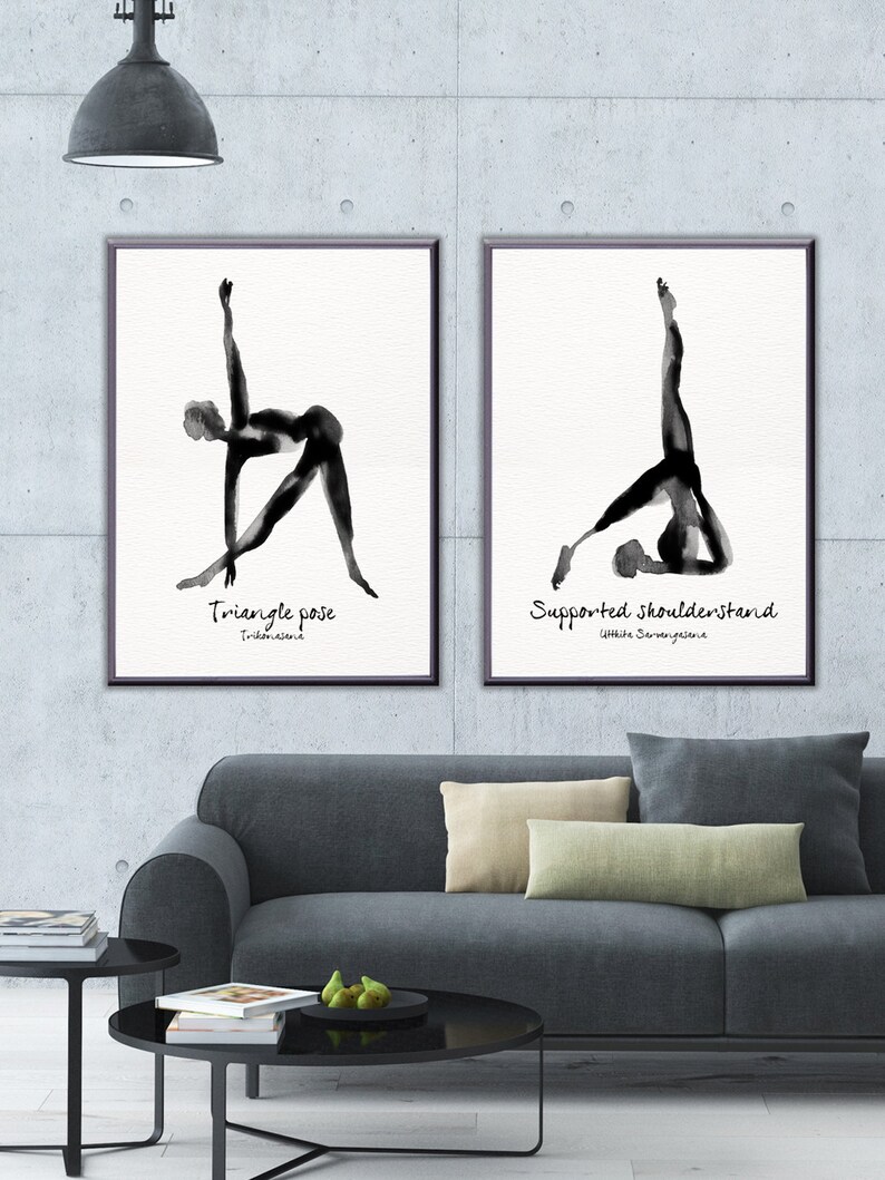Yoga Poster Set of 2 Yoga Art Yoga Studio Decor Abstract | Etsy