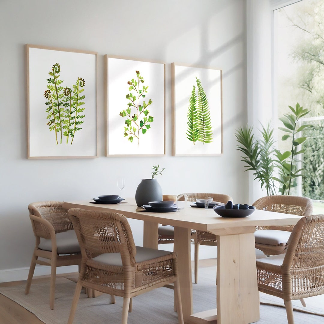 Spring Garden Wall Art Greenery Fern Art Print Refreshing Watercolor ...