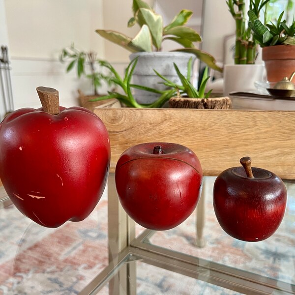 Red Wooden Apples - Etsy