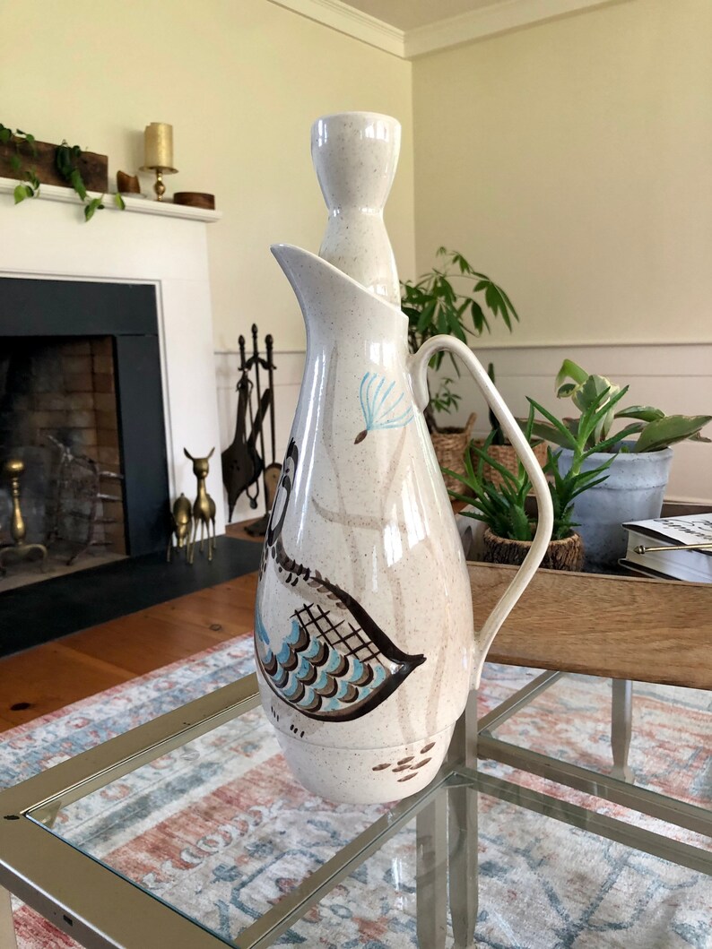 1950s Red Wing Pottery Bob White Quail Pitcher with Stopper | Etsy