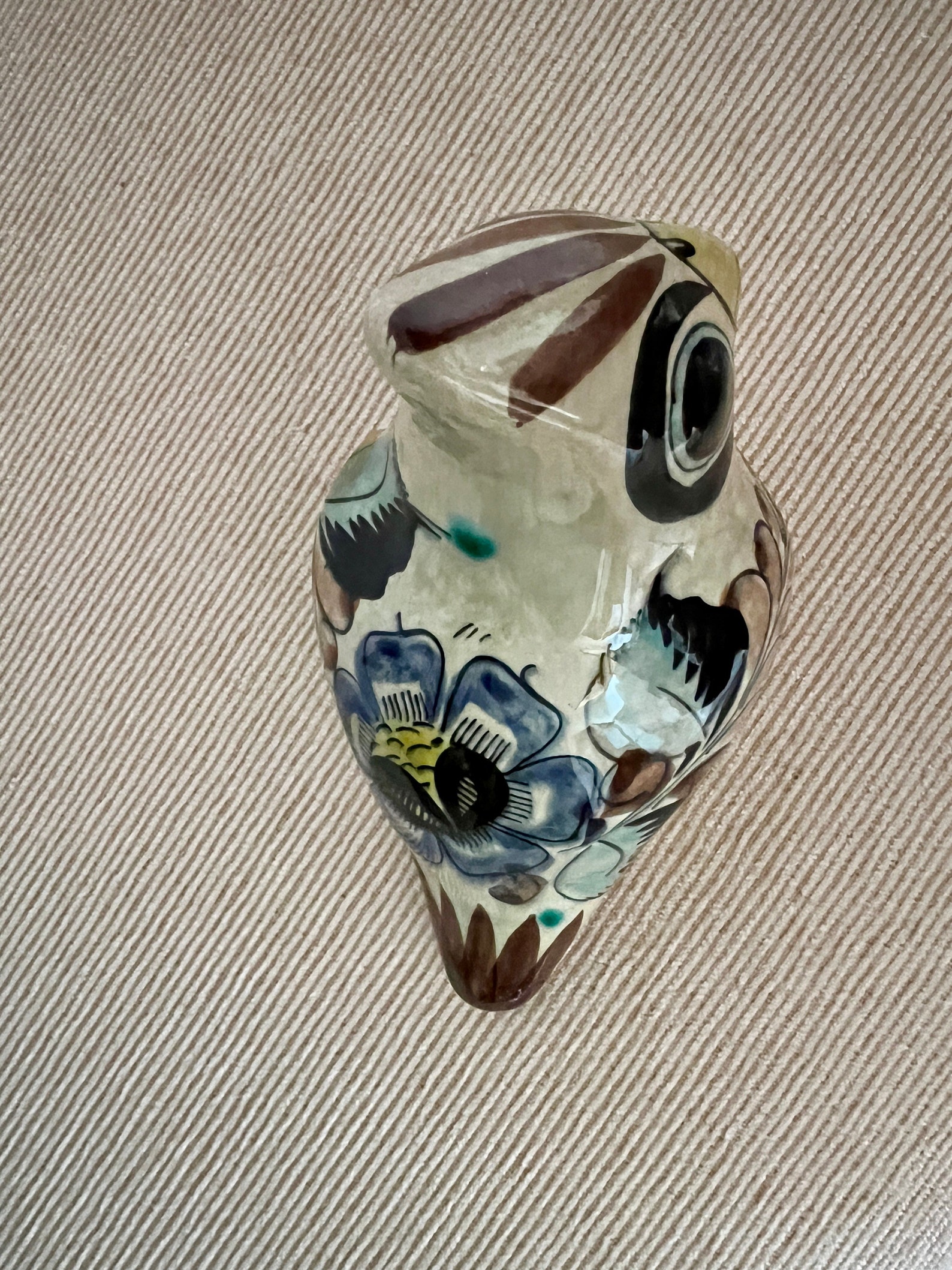 Vintage Hand-painted Tonala Mexican Folk Art Pottery Bird Figurine/dove ...