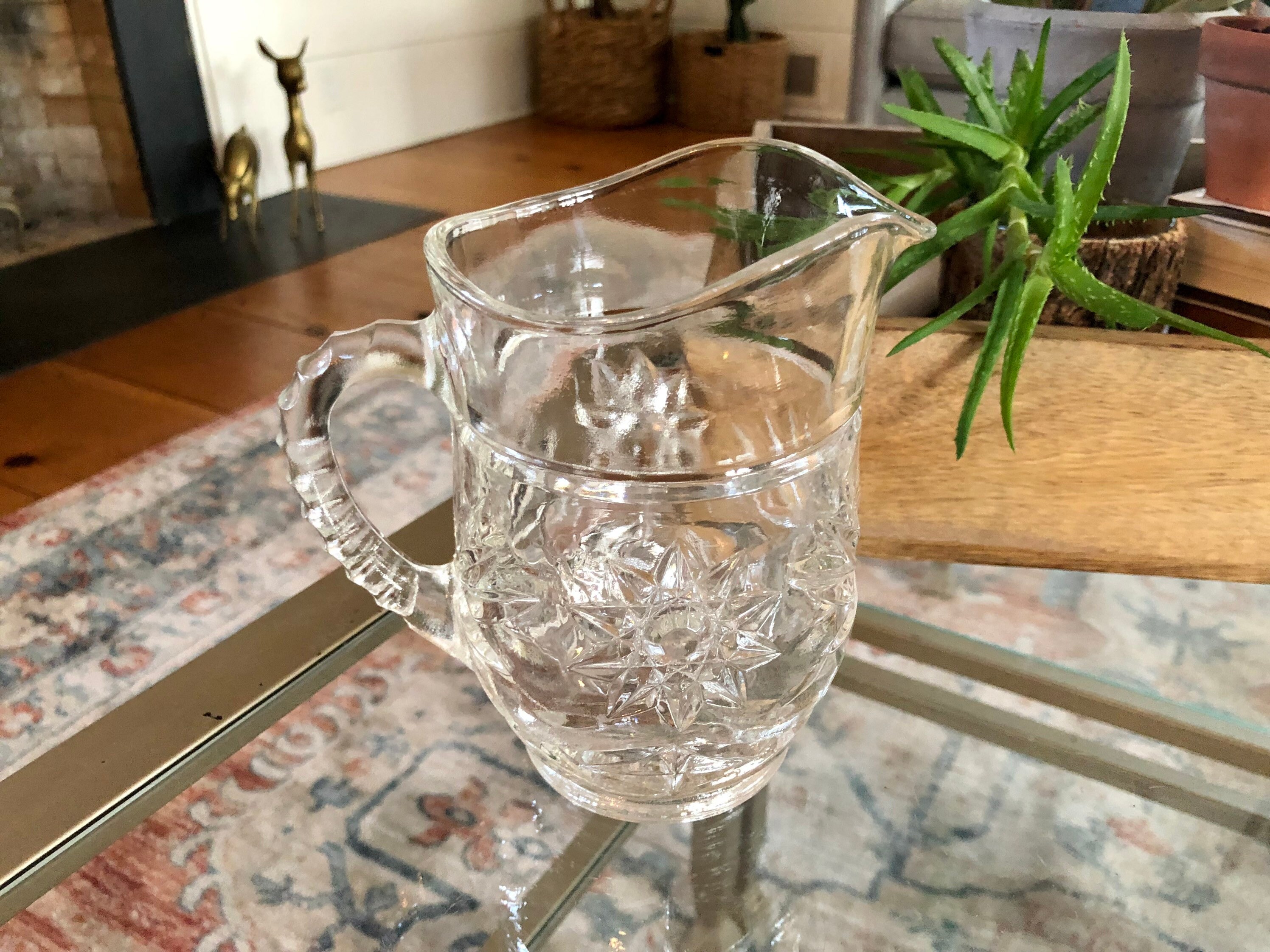 Starburst Small Crystal Glass Pitcher Creamer Clear 5.5 | Etsy