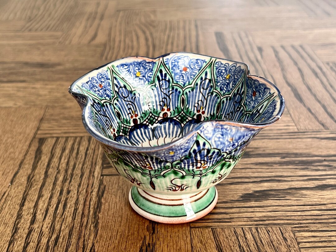 Vintage Signed Art Pottery Bowl, Hand Painted Art, Blue, Green and ...