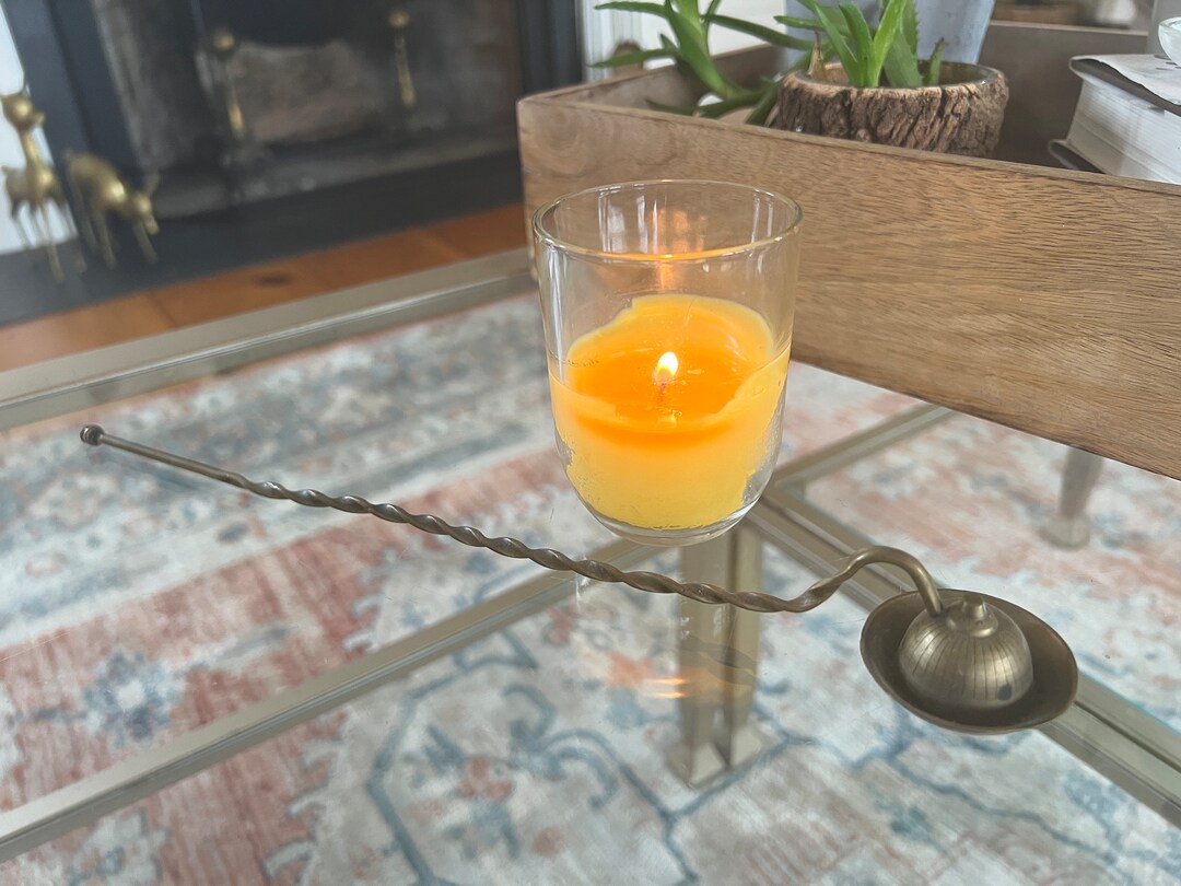 Vintage Brass Candle Snuffer, Metal Work Fire Snuffe, Gold, Round ...