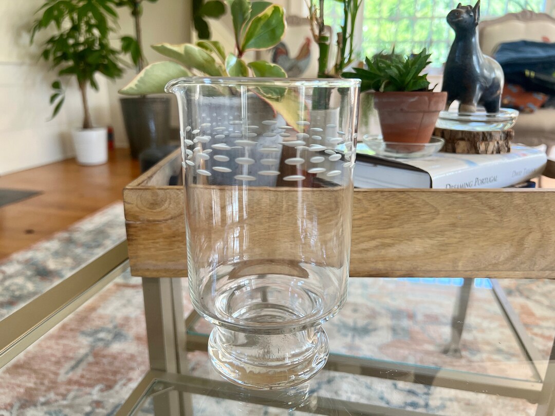 Vintage Etched Glass Drink Carafe, Classic Glassware, Water, Etched ...