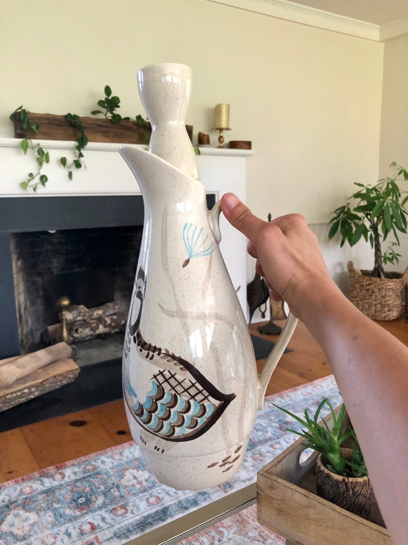 1950s Red Wing Pottery Bob White Quail Pitcher with Stopper | Etsy