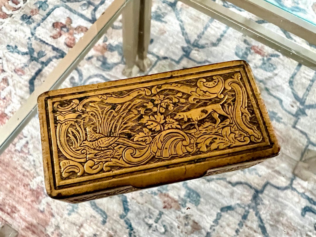 Vintage Brass Hunting Dog Stash Box, Jewelry Box, Pill Box, Ring Box ...