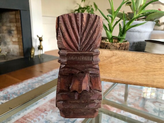 Vintage Wooden Hand Carved Native Face Statue Candle Stick - Etsy