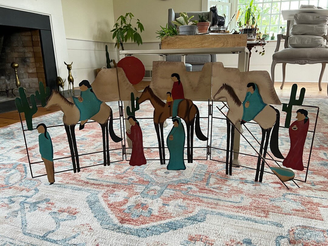 Vintage 3 Piece Folding Wall Art, Metal Triptych Wall Hanging, - Etsy