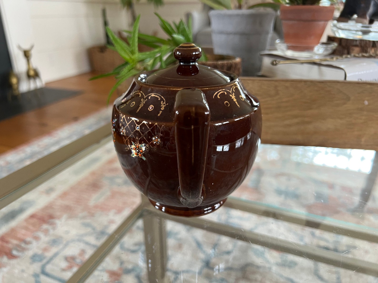 Vintage Japan Redware Teapot Ceramic Royal Hand Painted Brown - Etsy