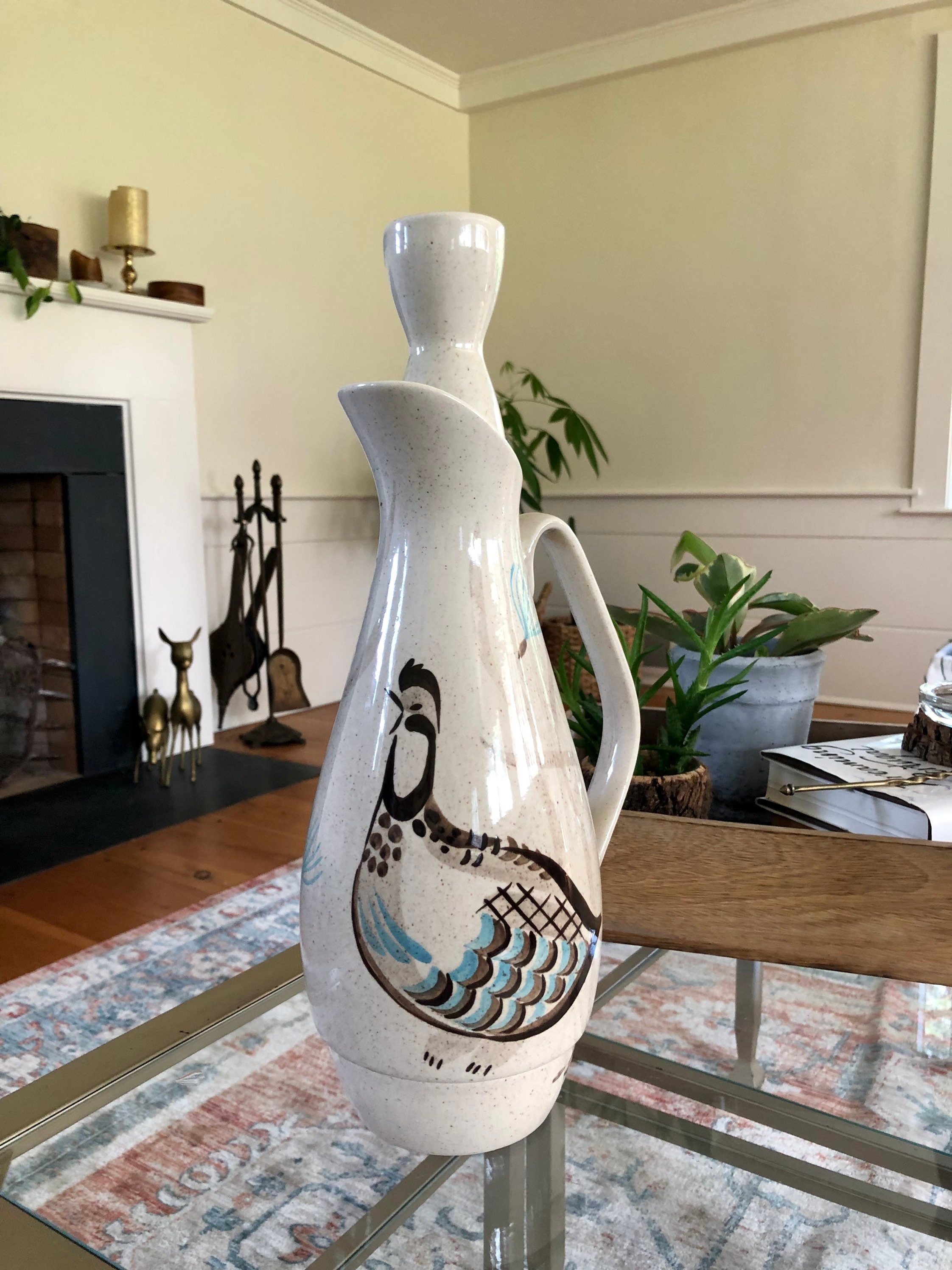 1950s Red Wing Pottery Bob White Quail Pitcher with Stopper | Etsy