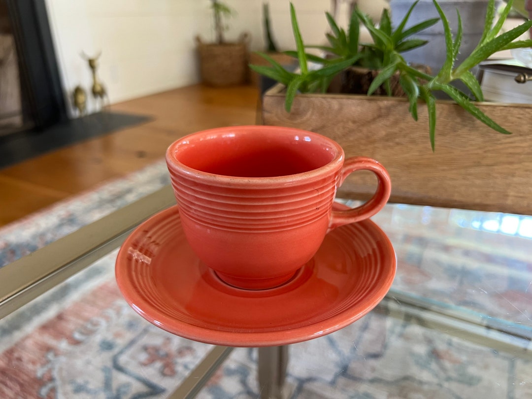 Vintage Fiesta Cup & Saucer, Persimmon Fiestaware, Homer Laughlin China ...